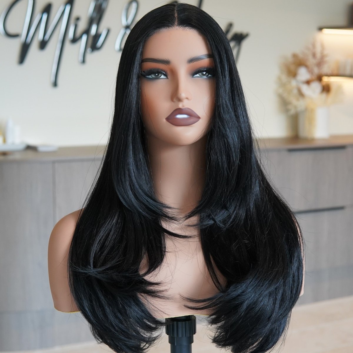 ROME Natural Black 20” Lace Front Wig | Milk & Honey Wigs